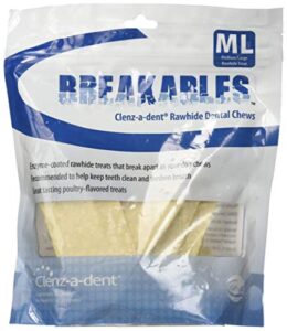 ceva animal health breakables clenz-a-dent rawhide dental chews for dogs, medium/large/11-50 lb/15 count