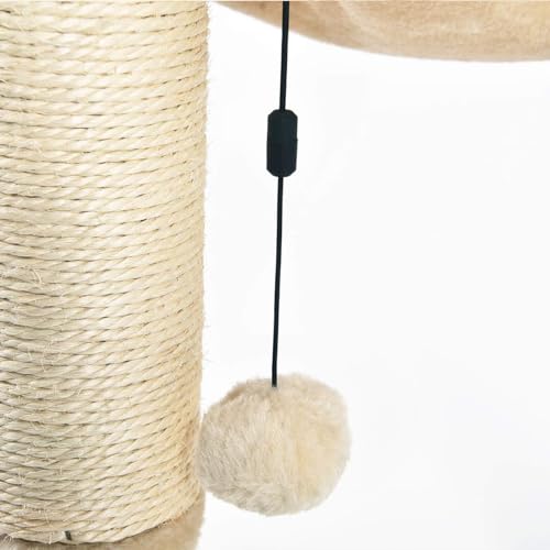 Amazon Basics Cat Tower with Hammock and Scratching Posts for Indoor Cats, 15.8 x 15.8 x 19.7 Inches, Beige