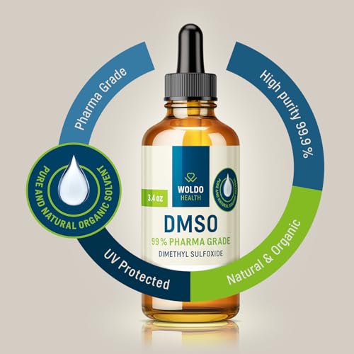 DMSO 99.9% Pharmaceutical Grade with 99.9% Purity & Low Odor - 3.38oz (Dimethyl Sulfoxide) Glass Bottle with Dropper