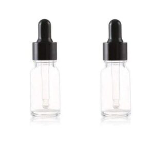 2pcs clear empty glass attar bottle with glass eye dropper for essence oil aromatherapy eye ear drop (10ml)