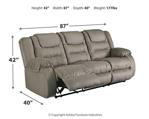 Signature Design by Ashley McCade Contemporary Manual Pull Tab Dual-Sided Reclining Sofa, Gray