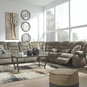 Signature Design by Ashley McCade Contemporary Manual Pull Tab Dual-Sided Reclining Sofa, Gray