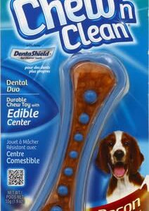 Hartz Chew 'n Clean Dental Duo Bacon Flavored Dog Chew Toy - Medium