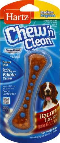 Hartz Chew 'n Clean Dental Duo Bacon Flavored Dog Chew Toy - Medium