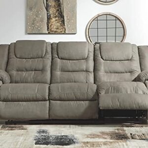 Signature Design by Ashley McCade Contemporary Manual Pull Tab Dual-Sided Reclining Sofa, Gray