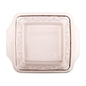 Anchor Hocking Square Baking Dish - Glass - 8 x 8 - Embossed - Rose