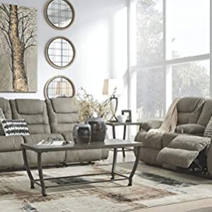 Signature Design by Ashley McCade Contemporary Manual Pull Tab Dual-Sided Reclining Sofa, Gray