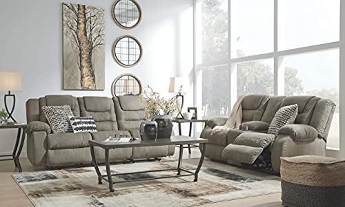 Signature Design by Ashley McCade Contemporary Manual Pull Tab Dual-Sided Reclining Sofa, Gray