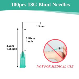 Shintop Dispensing Needle, 1 Inch 18G Blunt Tip Syringe Needles with Luer Lock for Refilling Glue, Inks and Syringes (Pack of 100)