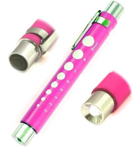 aaprotools nurse penlight reusable led pen light with pupil gauge pink