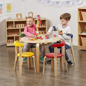 ECR4Kids Bentwood Round Table and Curved Back Chair Set, Kids Furniture, Assorted, 5-Piece