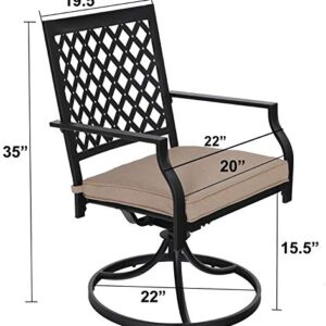 PHI VILLA Outdoor Swivel Chair Patio Furniture Sets with Arm Seat Cushion for Garden Backyard Rocker Chairs - 2 PC