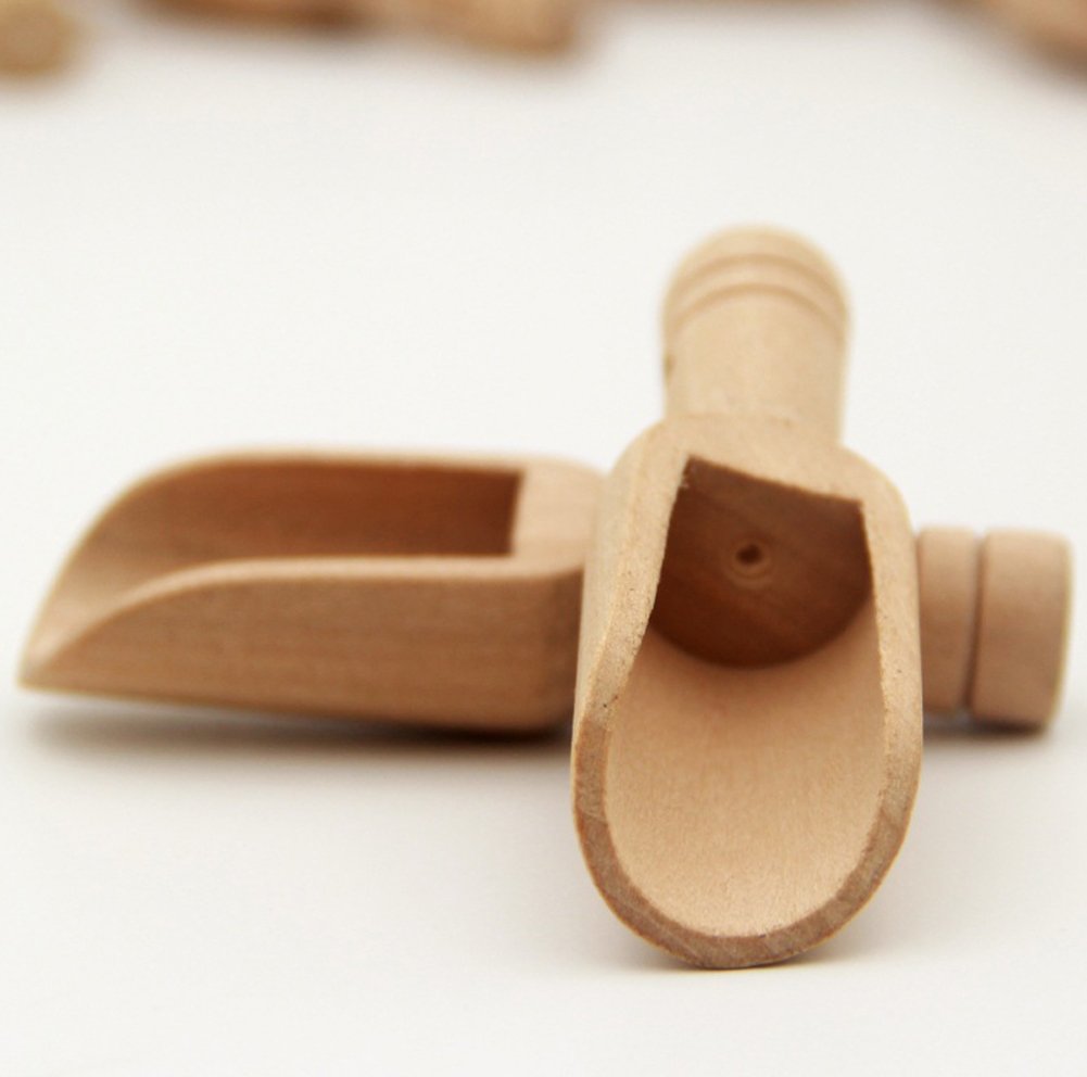 6 PCS Mini Wooden Scoops Bath Salt Spoon 3 Inch Long for Bath Salts, Candy, Spices, Laundry Detergent, Tea, Coffee Beans