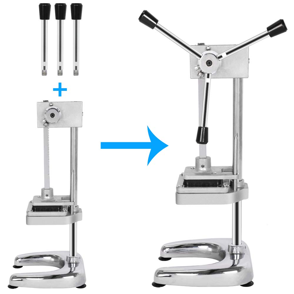 ROVSUN Upgraded Commercial Grade French Fry Cutter with Rudder Stock Lever, Vertical Fruit Vegetable Potato Slicer, Including Suction Feet,1/2-Inch,3/8-Inch,1/4-Inch Blades and Pusher Blocks