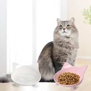 Skrtuan Cat Bowl Cat Food Bowls Non Slip Dog Dish Pet Food Bowls Shallow Cat Water Bowl Cat Feeding Wide Bowls to Stress Relief of Whisker Fatigue Pet Bowl of Rabbits Puppy(Safe Food-Grade)