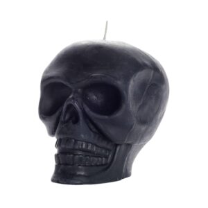 big dipper wax works black skull candle, 40-hour long burn, pure beeswax sculpted candle, 3.5” x 3.75”, spooky candle