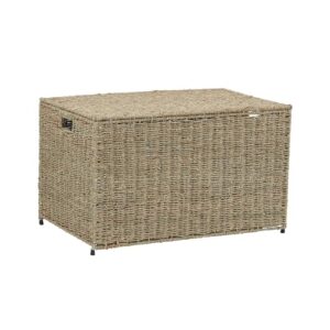 household essentials ml-5665 decorative wicker chest with lid for storage and organization | large | light brown