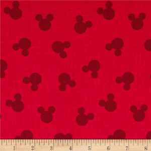 springs creative products disney mickey cotton tossed mickey head dot quilt fabric, red, quilt fabric by the yard