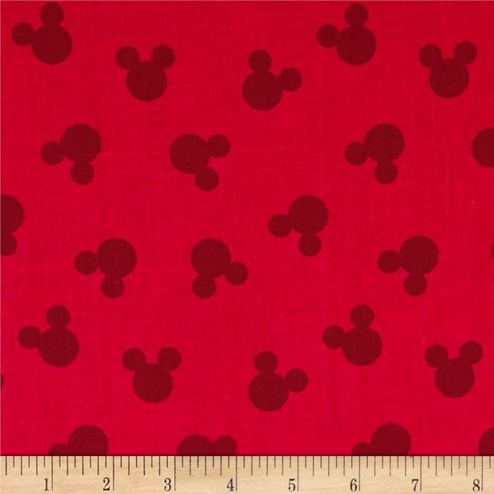 Springs Creative Products Disney Mickey Cotton Tossed Mickey Head Dot Quilt Fabric, Red, Quilt Fabric By The Yard