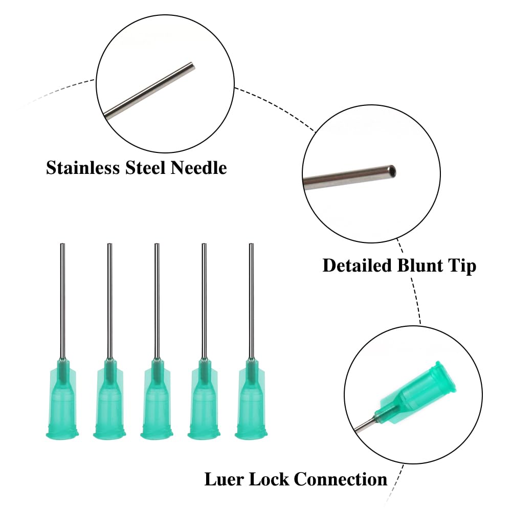 Shintop Dispensing Needle, 1 Inch 18G Blunt Tip Syringe Needles with Luer Lock for Refilling Glue, Inks and Syringes (Pack of 100)