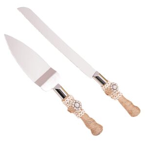 true love gift wedding cake knife and server set bride and groom 2-piece dessert set, party, wedding, anniversary or celebration