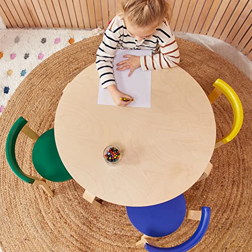 ECR4Kids Bentwood Round Table and Curved Back Chair Set, Kids Furniture, Assorted, 5-Piece