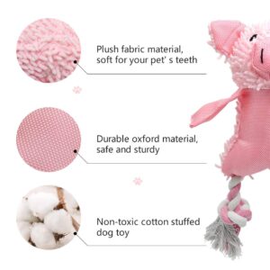 UOLIWO Squeaky Pig Toys for Dogs, Durable Puppy Squeaky Dog Toys Stuffed Animal Plush and Oxford Dog Chew Toy with Rope Legs and 3 Squeakers for Small and Medium Dogs (2pcs(Monkey and Pig))