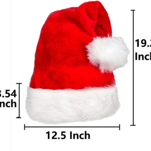 AOGU 6 Pack Plush Santa Hat Confortable Velvet Red Christmas Hat for Christmas Party Favors Fit for Adults and Kids