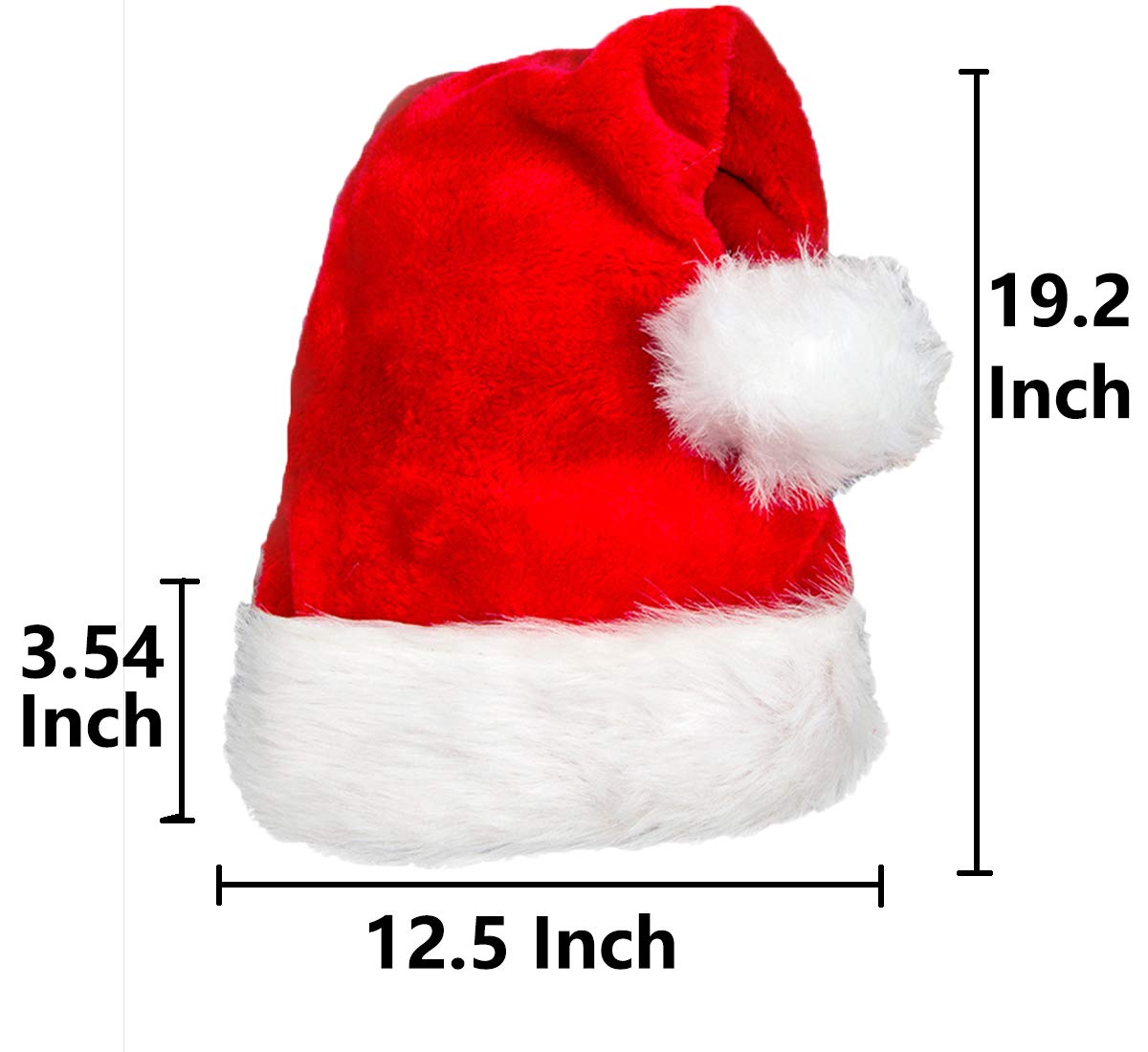 AOGU 6 Pack Plush Santa Hat Confortable Velvet Red Christmas Hat for Christmas Party Favors Fit for Adults and Kids