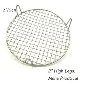 Turbokey Round Grill Barbecue Net, 2" Height Wire Steaming Cooling Rack, Wire Pan Grate, Baking Rack, Icing Rack, Round Shape - 13 ¾ Inch Diameter (350mm/13.8")