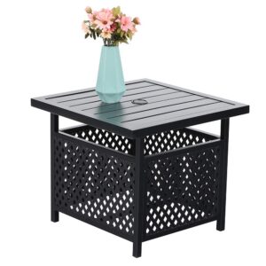 phi villa 22'' x 22 '' outdoor umbrella side table stand patio bistro table with umbrella hole，black