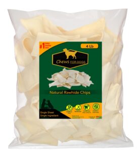 chews for dogs premium rawhide chips – natural long-lasting treats (4 pounds)