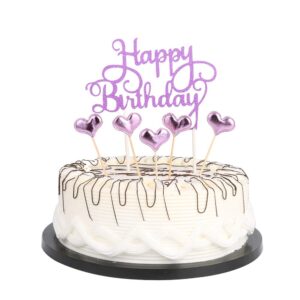 purple happy birthday cake toppers letters"happy birthday "and love star,party