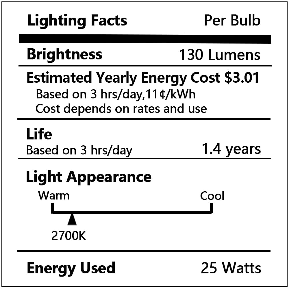 6 Pack Salt Lamp Bulbs,Plug in Wax Warmer Bulbs,Incandescent Bulbs,Replacement Light Bulbs for Himalayan Salt Lamps and Plug in Wax Diffuser,Salt Night Lights 25 Watt E12 Socket