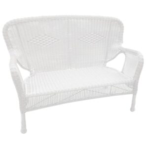 jeco inc w00213-l windsor wicker patio love seat, white