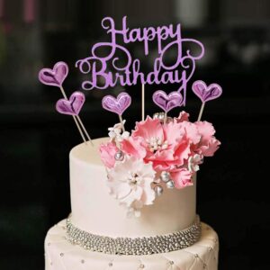 Purple Happy Birthday Cake Toppers letters"happy birthday "and love star,Party