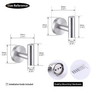 GERZWY Bathroom Towel Hook SUS 304 Stainless Steel Single Coat/Robe Clothes Hook for Bath Kitchen Contemporary Hotel Style Wall Mounted 2 Pack Brushed Finish AG1107B-LS