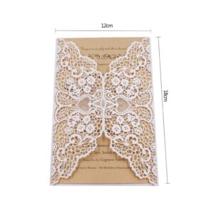 FOMTOR Laser Cut Invitations Kit 40 Packs Laser Cut Wedding Invitations with Envelopes and Inside Cards for Wedding,Birthday Parties,Baby Shower, Graduation (White)