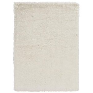 linon luxe plush shag hand tufted polyester 5'x7' rug in white