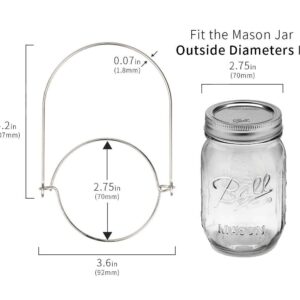 HENMI Mason Jar Wire Hangers 12 Pack Stainless Steel Wire Handles for Regular Mouth Mason Jar Ball Pint Jar Canning Jars,Canning Jars Hanger, Hanging Jars, Jar Hanging Hook, Sliver