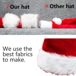 AOGU 6 Pack Plush Santa Hat Confortable Velvet Red Christmas Hat for Christmas Party Favors Fit for Adults and Kids