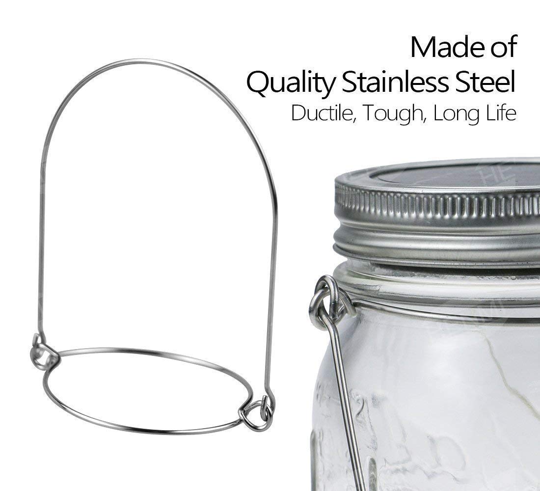 HENMI Mason Jar Wire Hangers 12 Pack Stainless Steel Wire Handles for Regular Mouth Mason Jar Ball Pint Jar Canning Jars,Canning Jars Hanger, Hanging Jars, Jar Hanging Hook, Sliver