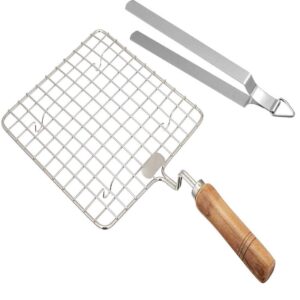 Steel Roasting Net with Tong,Roasting Net,Stainless Steel Wire Roaster,Cooking Rack,Chiken Grill,Roti Grill, Papad Grill, Chapati Grill,Roaster