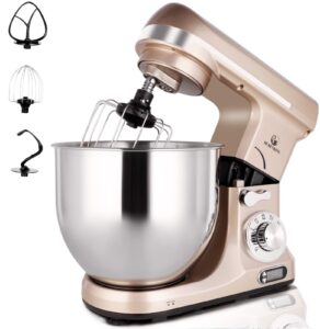 murenking professional stand mixer, 6-qt with timer, mk37 500w 6-speed tilt-head food electric mixer kitchen machine,plastic (champagne)