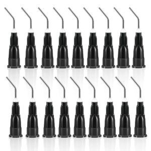 fashionclubs blunt tip dispensing needles 20ga,200pcs disposale dental pre-bent irrigation needle tips,black,great for oil or glue applicator