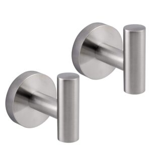 gerzwy bathroom towel hook sus 304 stainless steel single coat/robe clothes hook for bath kitchen contemporary hotel style wall mounted 2 pack brushed finish ag1107b-ls