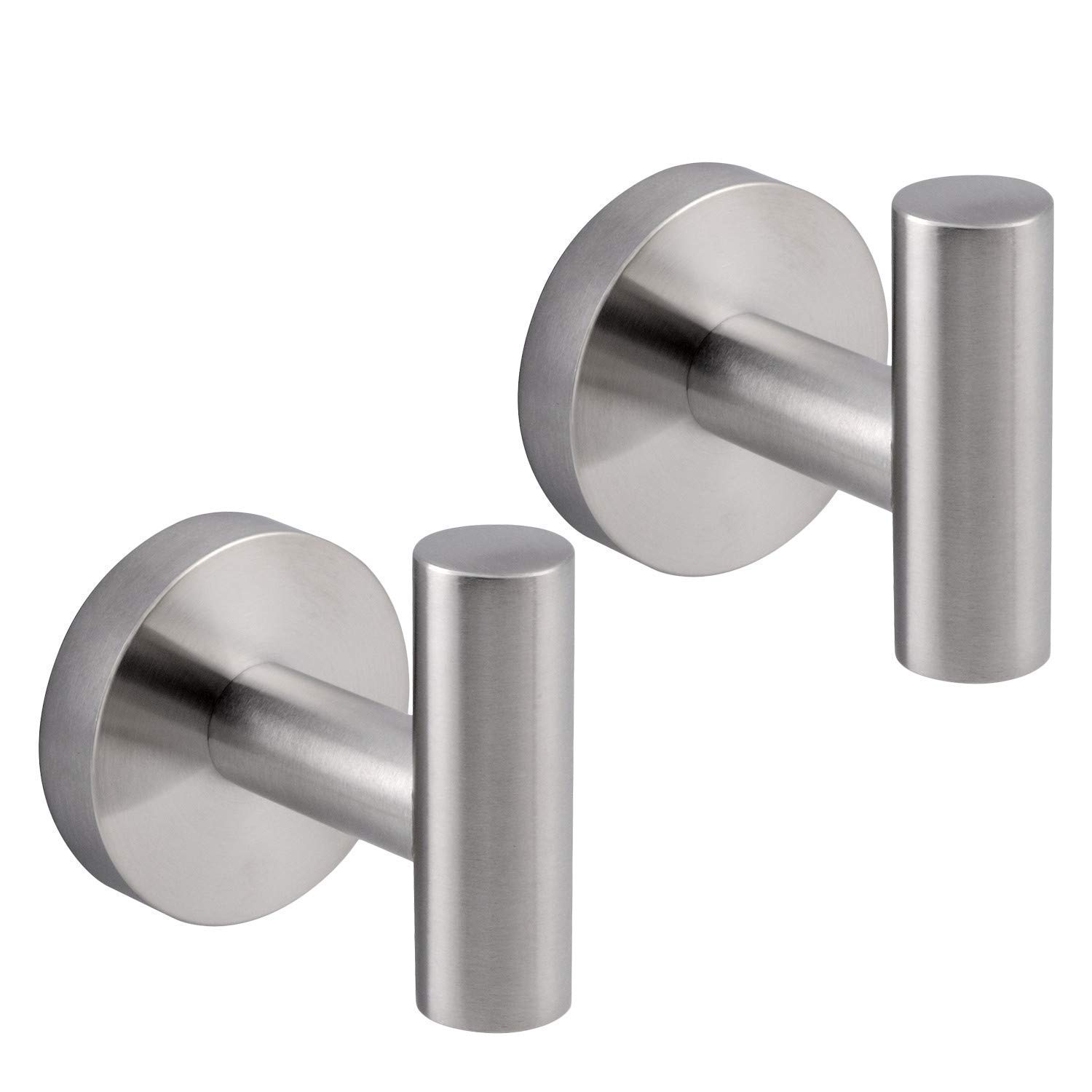 GERZWY Bathroom Towel Hook SUS 304 Stainless Steel Single Coat/Robe Clothes Hook for Bath Kitchen Contemporary Hotel Style Wall Mounted 2 Pack Brushed Finish AG1107B-LS