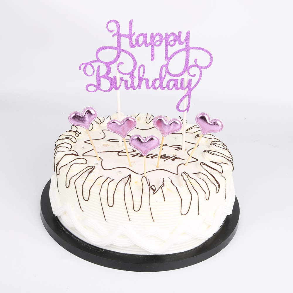 Purple Happy Birthday Cake Toppers letters"happy birthday "and love star,Party