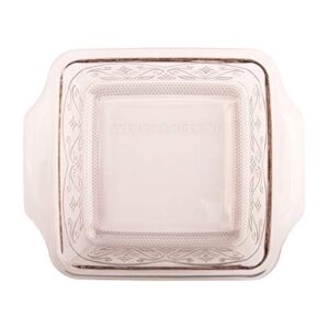 anchor hocking square baking dish - glass - 8 x 8 - embossed - rose