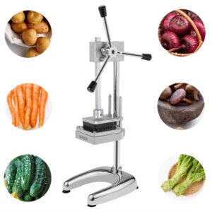 ROVSUN Upgraded Commercial Grade French Fry Cutter with Rudder Stock Lever, Vertical Fruit Vegetable Potato Slicer, Including Suction Feet,1/2-Inch,3/8-Inch,1/4-Inch Blades and Pusher Blocks